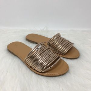 Forever 21 | Shoes | Forever 2 Golden Slide Sandals | Poshmark